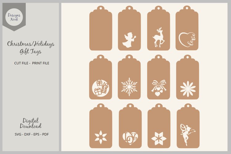 Gift tags, gift box tags, DIY gift tags, gift tag cut file