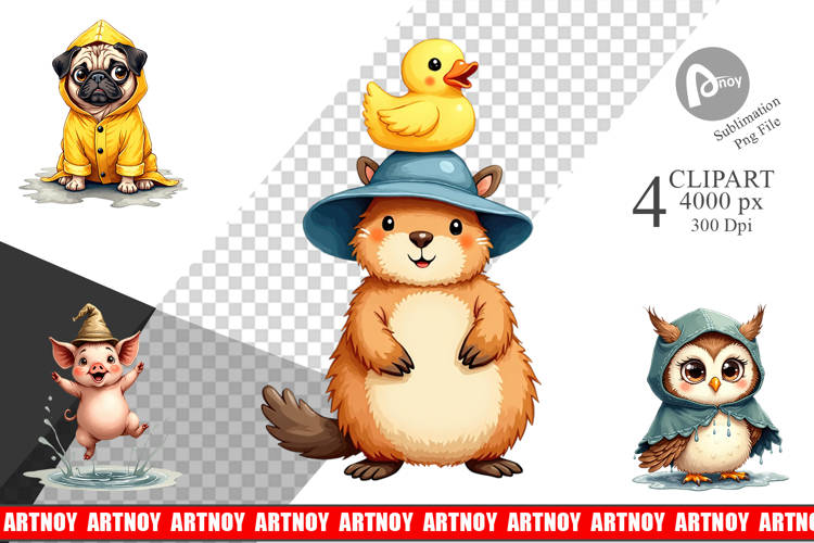 Chubby Raincoat Critters Clipart (6501671)