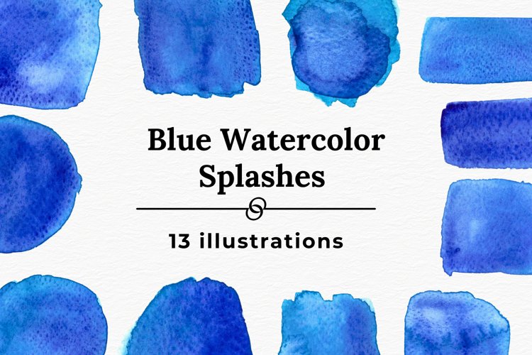 13 Blue Watercolor splash cliparts, Light Blue strokes