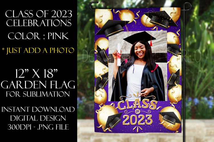 Class of 2023 Graduation Garden Flag Sublimation - Purple