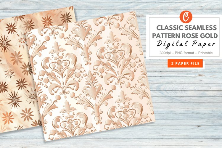 Classic Seamless Pattern Rose Gold Digital paper