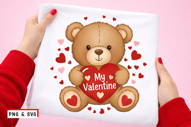 Cute Teddy Bear Valentine PNG SVG (6494598)