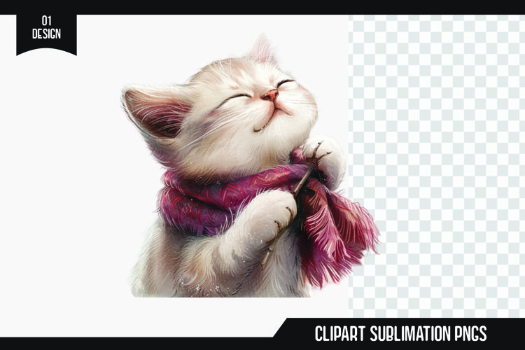 Watercolor cute cat clipart sublimation (4521284)