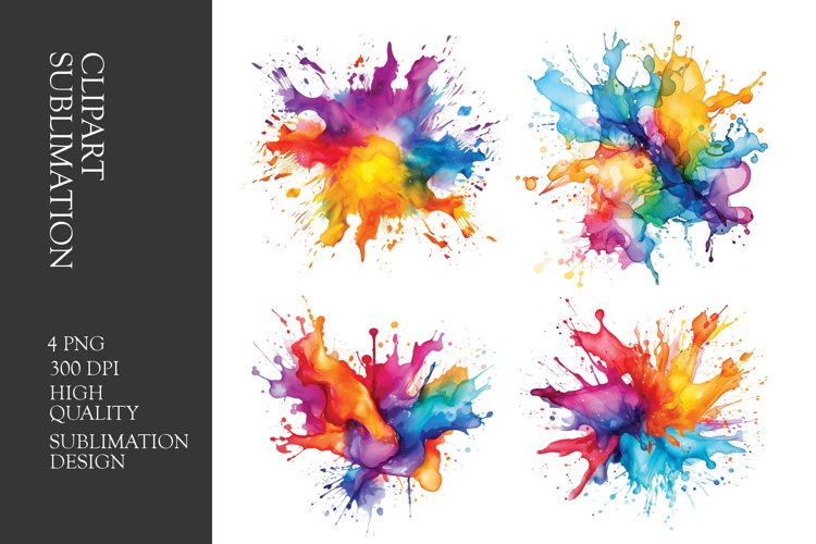 Watercolor splashes clipart sublimation png (5013246)