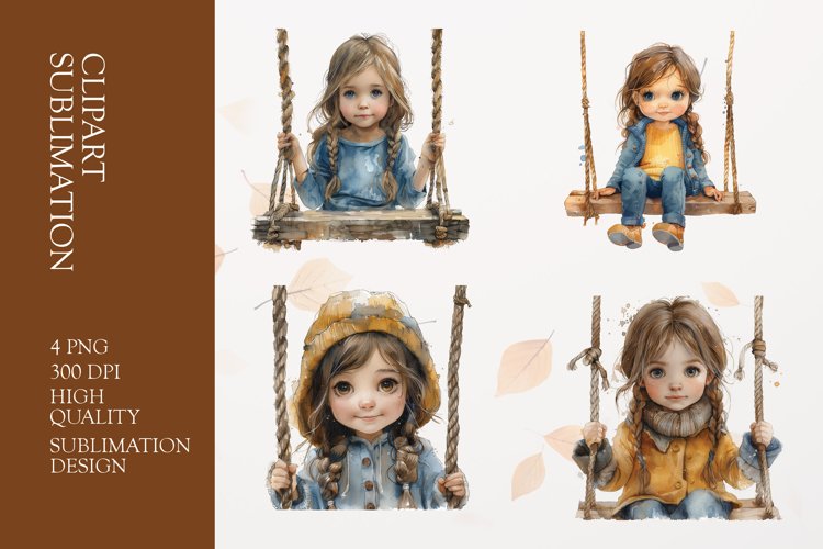 Watercolor Cute Baby Girl Sublimation clipart (3352716)