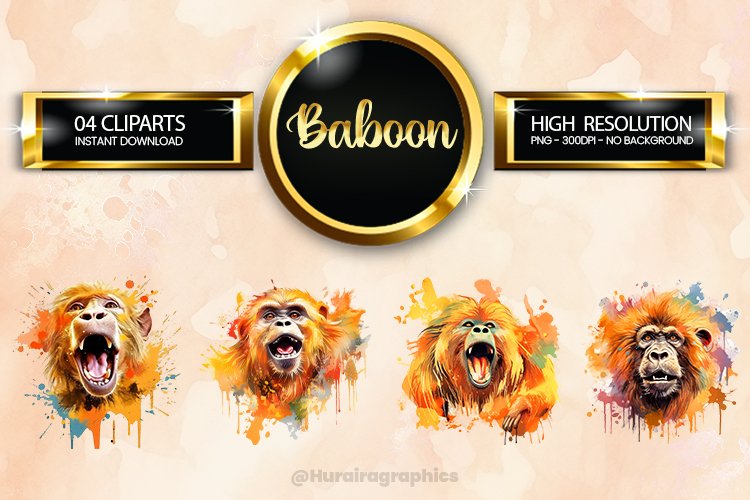 Baboon Clipart 04 variations (3677791)