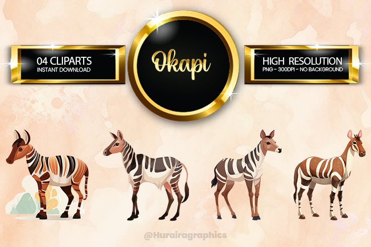 Okapi Clipart 04 variations
