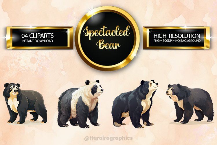 Spectacled Bear Clipart 04 variations