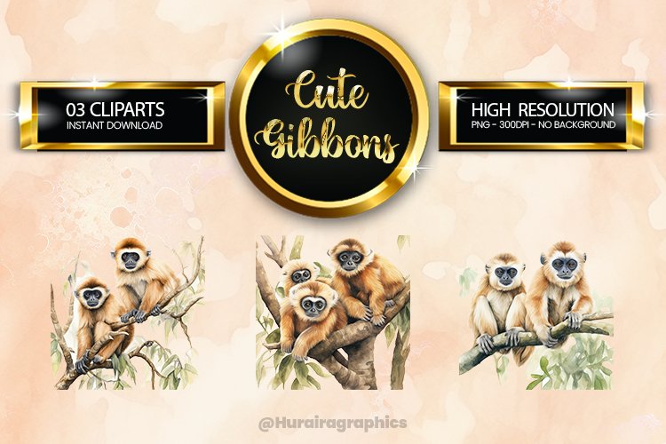 Gibbons Clipart 03 variations