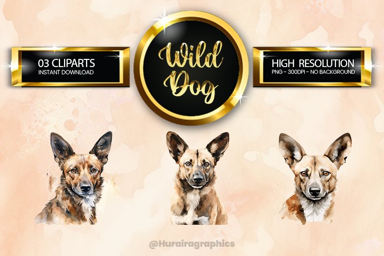 Wild Dog Clipart 03 variations