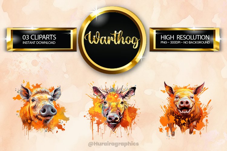 Warthog Clipart 03 variations