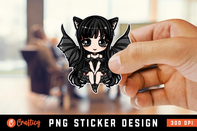 Adorable Gothic Chibi Girl Sticker