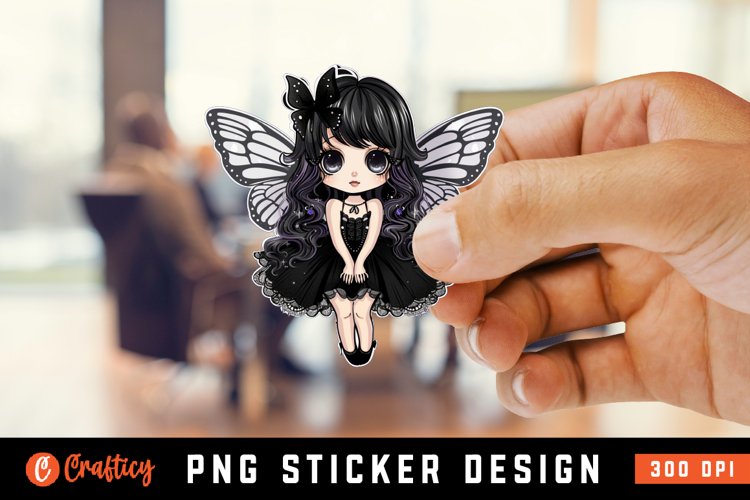 Adorable Gothic Chibi Girl Sticker