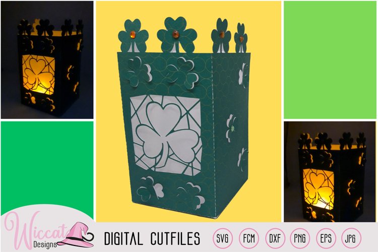 Clover lantern svg cut file, Lucky luminary cut file