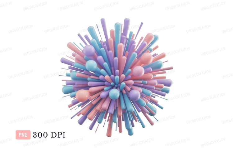 Abstract pastel explosion of spheres and rods image
