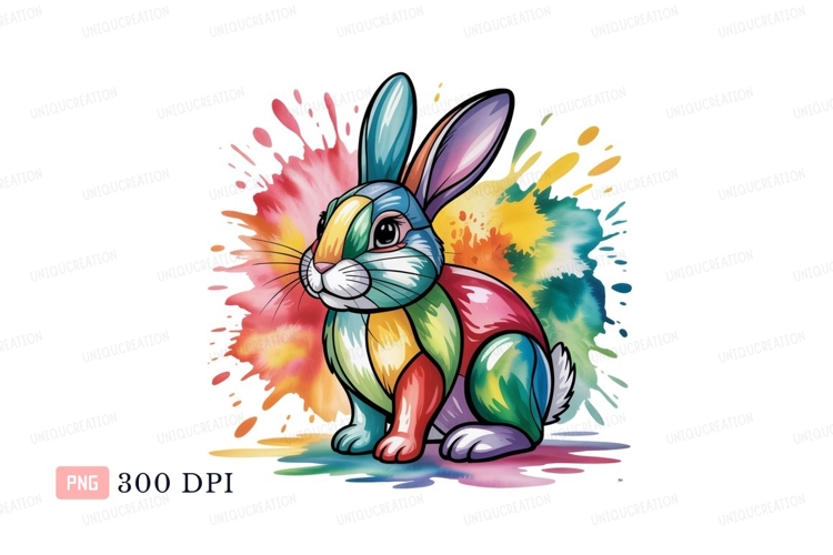 Colorful rabbit splash paint (6154106)