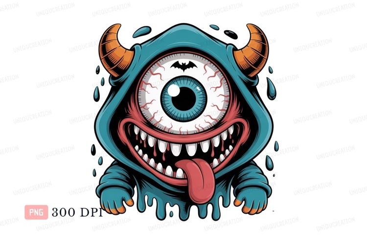 Cyclops monster with horns and tongue image