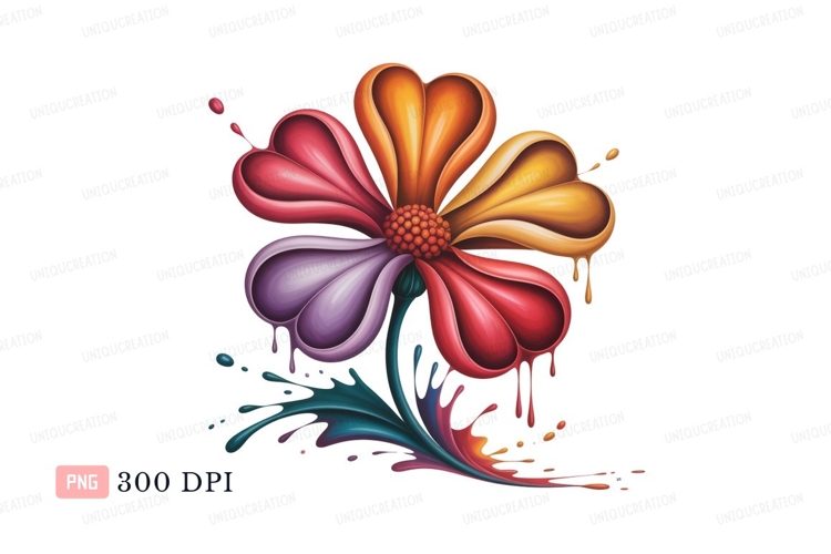 Colorful dripping flower C L I P A R T petals splash