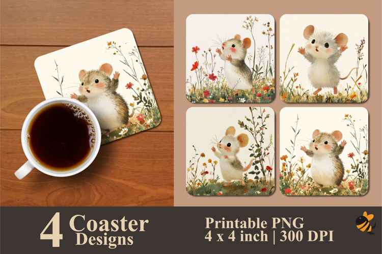 Dancing Mouse Coaster Sublimation Design
