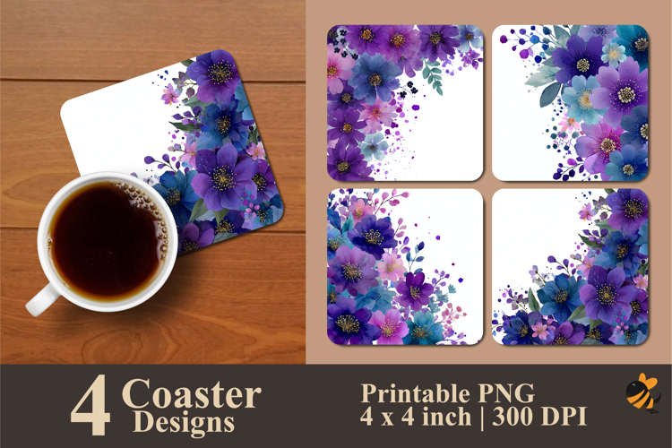 Floral Border Coaster Sublimation Design
