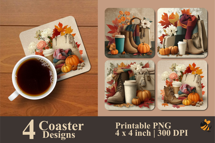 Cozy Autumn Coaster Sublimation Design
