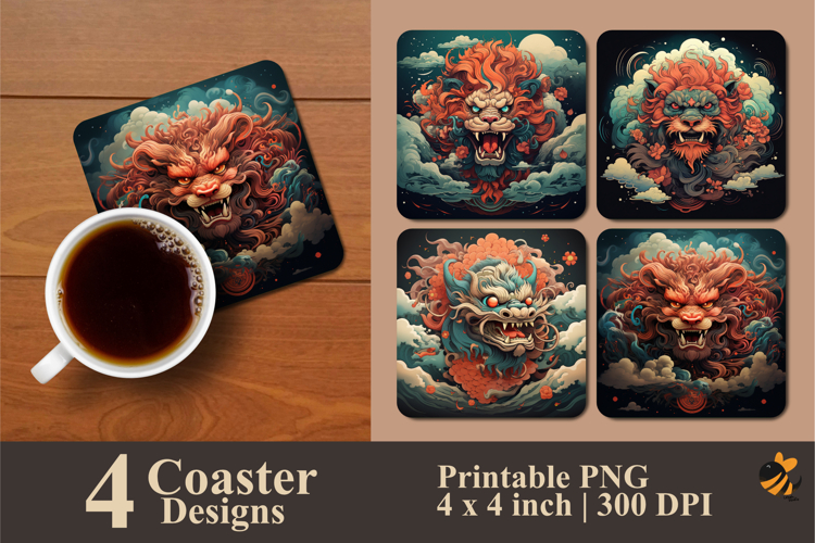 Dragon Head Coaster Sublimation Design