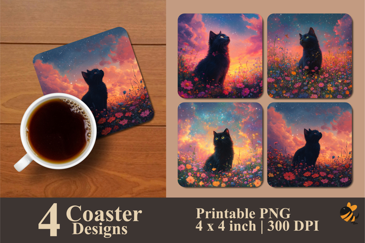 Wild Cat Coaster Sublimation Design