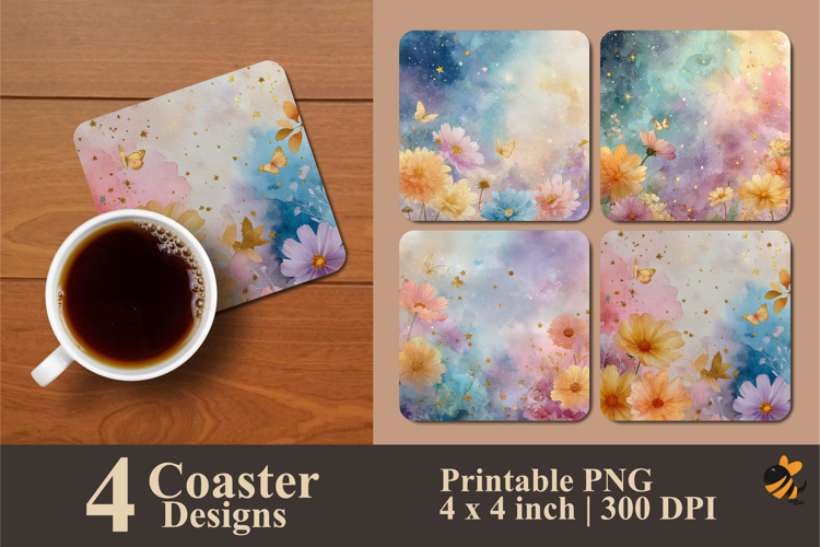 Dreamy Pastel Coaster Sublimation Design (5653928)