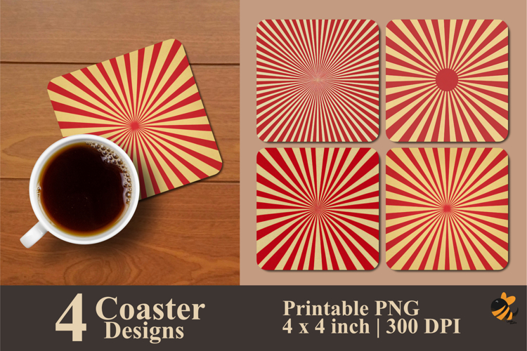 Stripes Radiating Coaster Sublimation Design