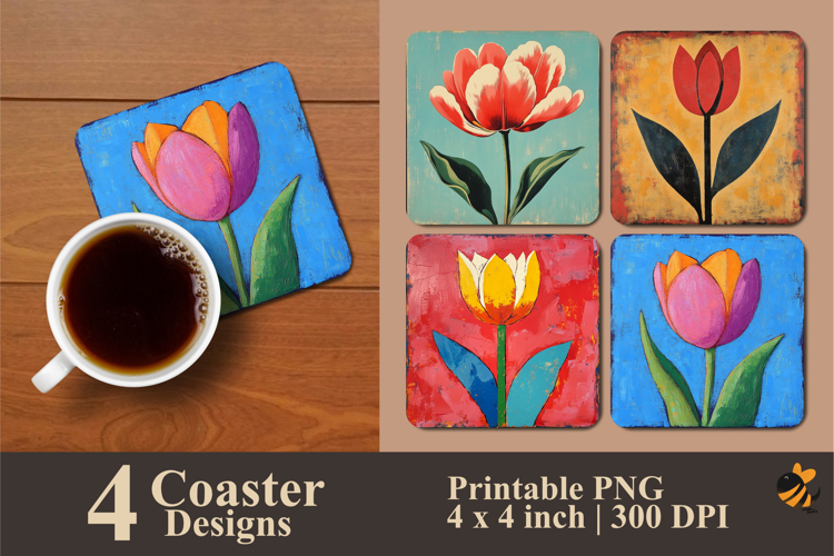Tulip Art Coaster Sublimation Design