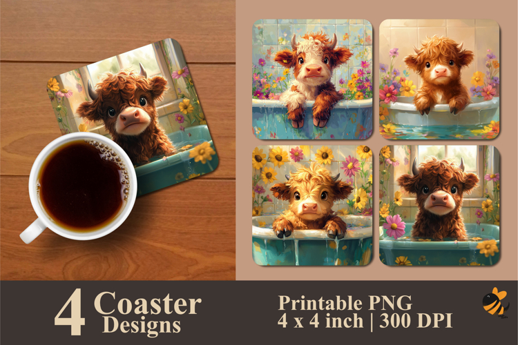 Bright Color Paint Coaster Sublimation Design (5379945)