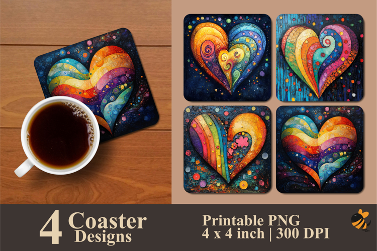 Cool Love Coaster Sublimation Design