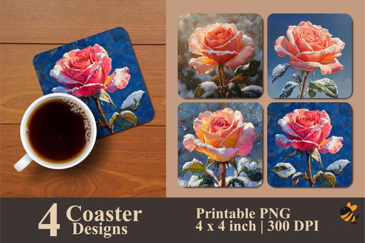 Cold Rose Fantasy Coaster Sublimation Designs