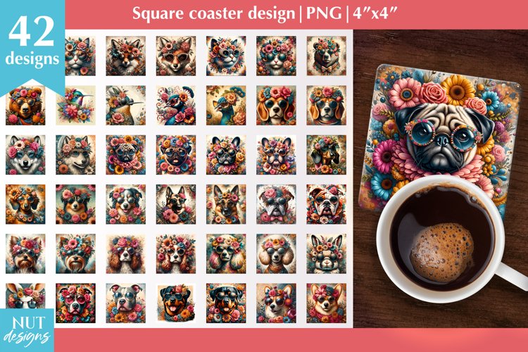 Square coaster sublimation design
