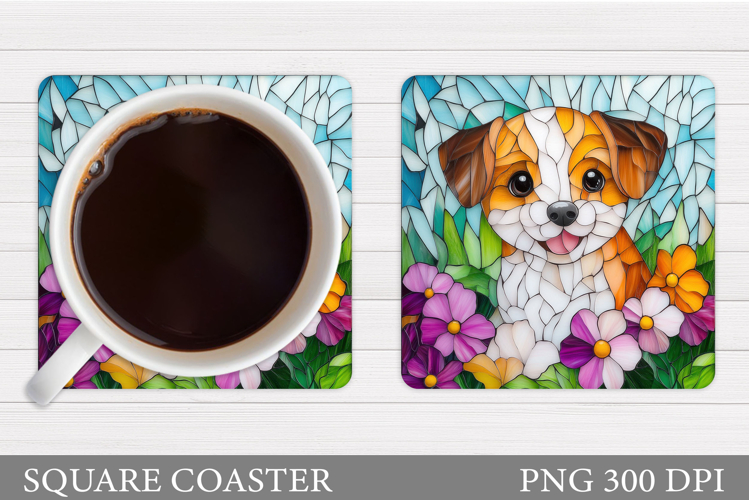 Cute Dog Coaster Design. Dog Flowers Coaster (5415022)