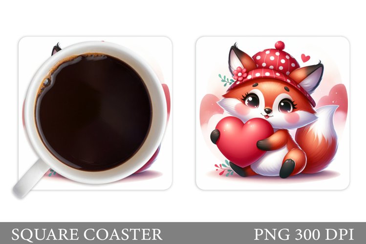 Valentines Fox Coaster. Cute Fox Coaster (5058799)