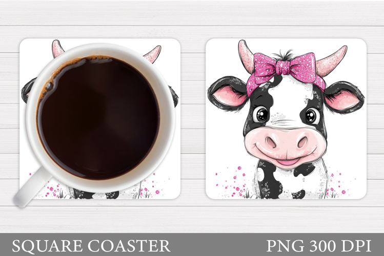 Cute Cow Coaster Design. Cute Cow Sublimation (5395758)