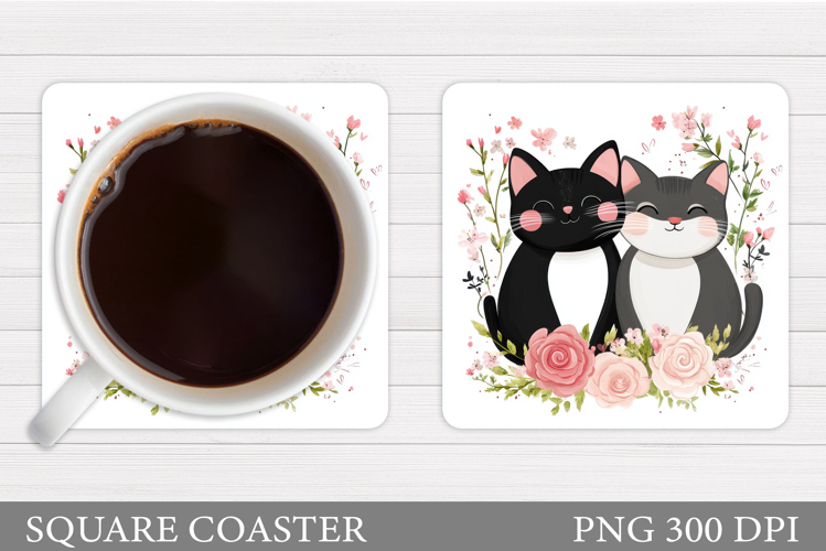 Cute Cats Coaster Design. Cat Flowers Coaster (5474331)