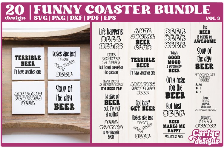 Funny Coaster SVG Bundle | Beer Coaster Bundle | Vol 3