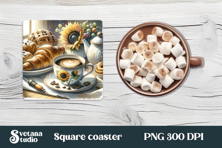Flower square coaster sublimation | Hot coffee coaster