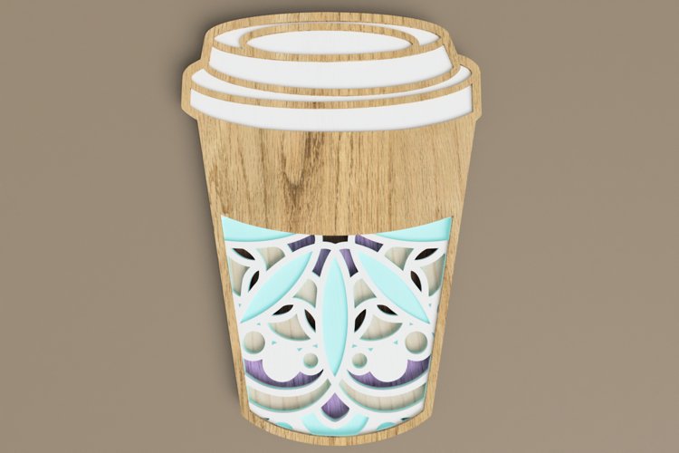 Layered Coffee To Go Mandala Laser Cut File | Coffee SVG