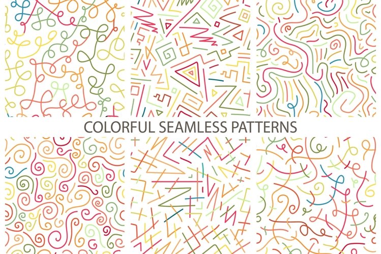 Color hand drawn seamless patterns (1821830)