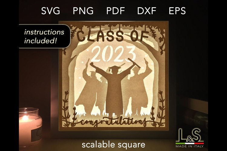 Male Graduate Paper Cut Light Box | Graduation Shadow Box