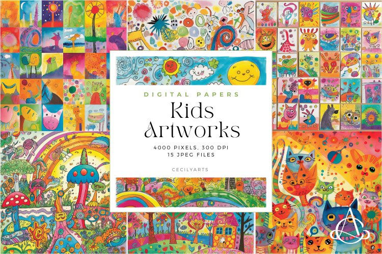 15 Colorful Kids Artworks Background