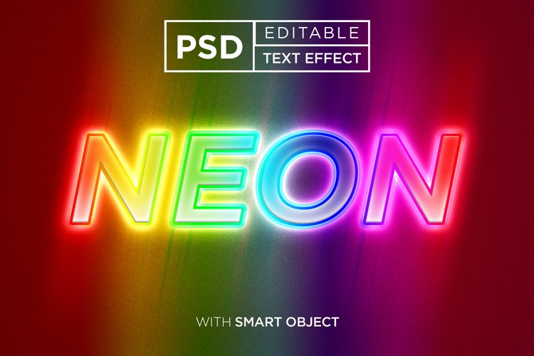 3d neon typography text effect mockup template
