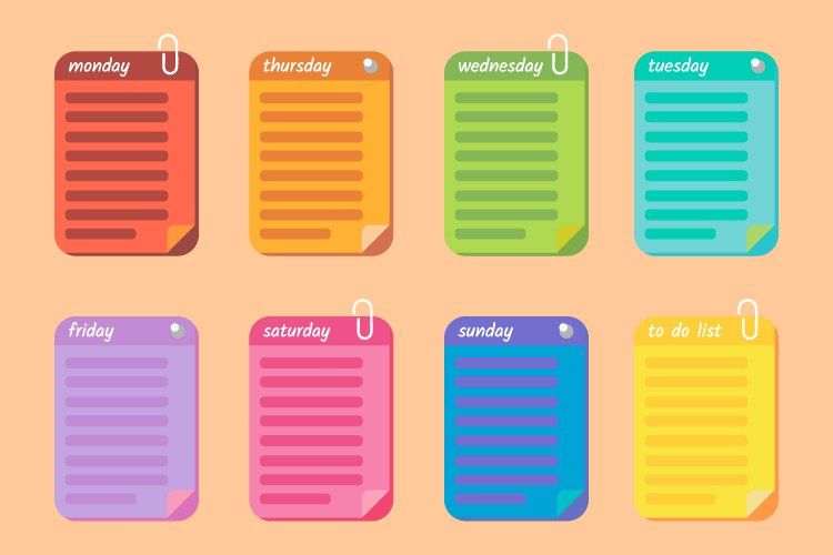 Colorful weekly planner paper template design