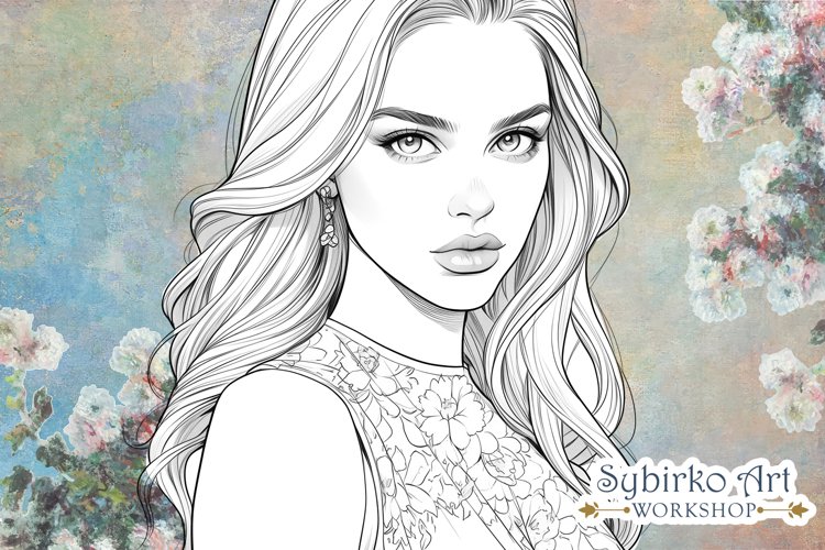 Beauty Fashion Girl coloring page. Adult colouring (3632759)