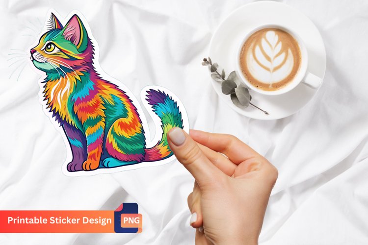 Colorful Cat Sticker, Rainbow Cat Sticker Collection