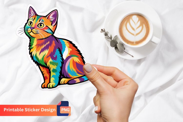 Colorful Cat Sticker, Rainbow Cat Sticker Collection