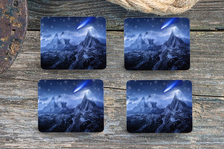 Comet In The Mountains - Coaster Design - PhotoShop Design